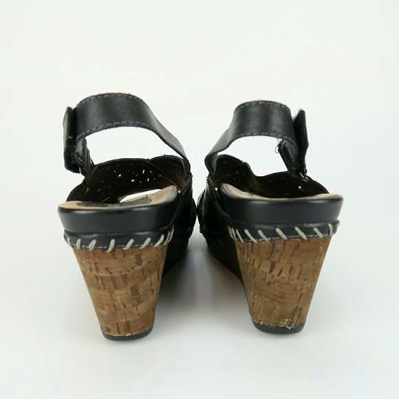 Earth | Shoes | Earth Aries Black Wedge Slingback Heels | Poshmark